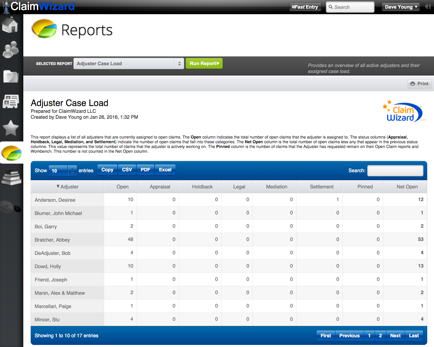 ClaimWizard - Reports Tab - Open Report - ClaimWizard Academy
